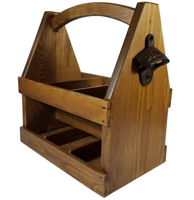 Wooden Beer Caddy with Snacks | Gourmet Basket